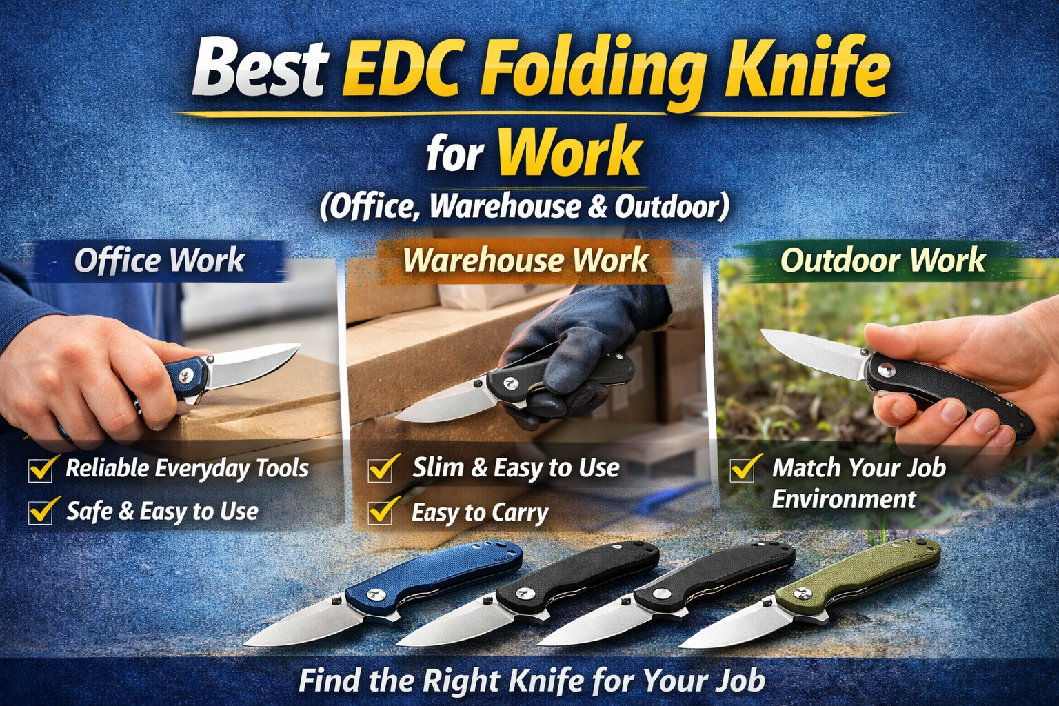 Best EDC Folding Knife for Work (Office, Warehouse & Outdoor)
